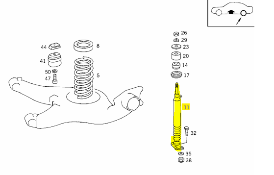 W126 Hydrupneumatic Spring Leg - mercedes partz