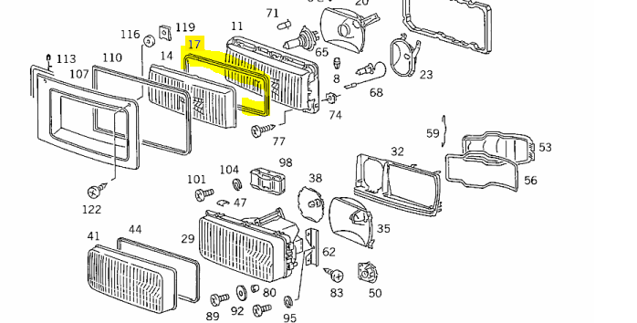 W116 headlight seal - mercedespartz
