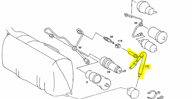 W107 W123 W116 injected Fuel hose from accumulator to damper cage ...