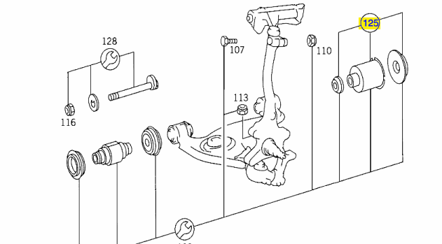 W140 control arm rubber bushing - mercedespartz