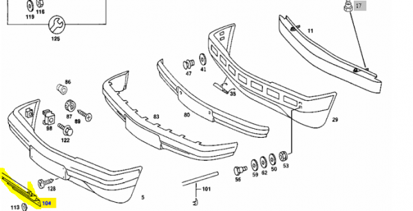 W201 Bumper paneling left outside - mercedespartz