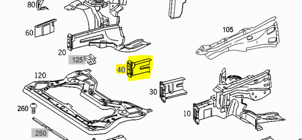 W203 Front right subframe carrier - mercedespartz