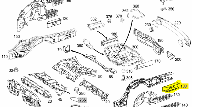 W219 W211 longitudinal member , rear left - mercedespartz