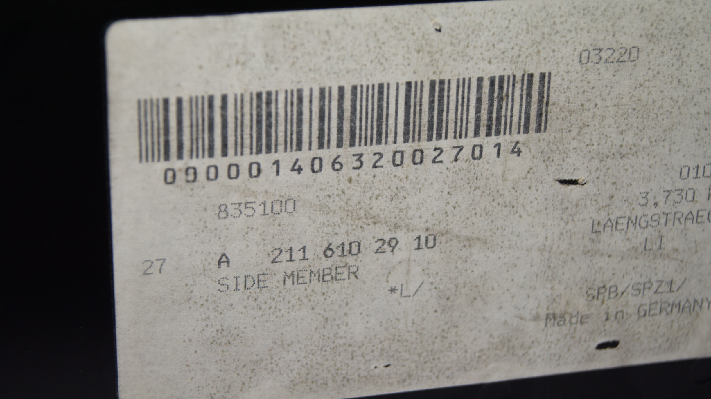 W219 W211 longitudinal member , rear left - mercedespartz