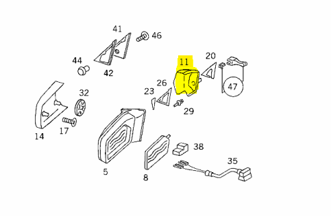 W126 Left mirror cap - mercedespartz