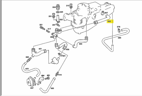 Mercedes M110 idle air distributor to intake manifold boot - mercedespartz