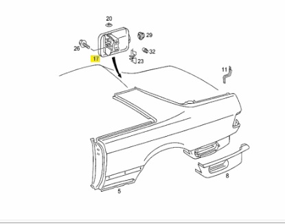 C126 fuel filler neck flap door - mercedespartz