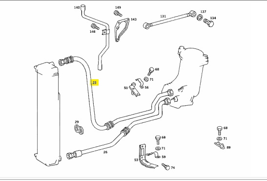 W123 240D OM616 912 oil cooler to filter top hose - mercedespartz