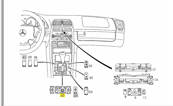 W208 CLK electric mirror adjustment and window regulator switch NEW NOS ...