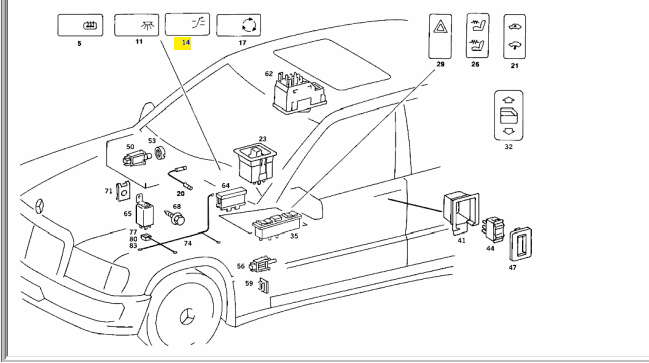 W116 W201 electric sliding roof switch NEW NOS A0008206210 - mercedespartz