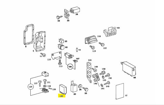 W126 W107 Fuel pump cut off relay A0025451605 NOS - mercedespartz