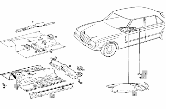 W116 below right front seat crossmember - mercedespartz