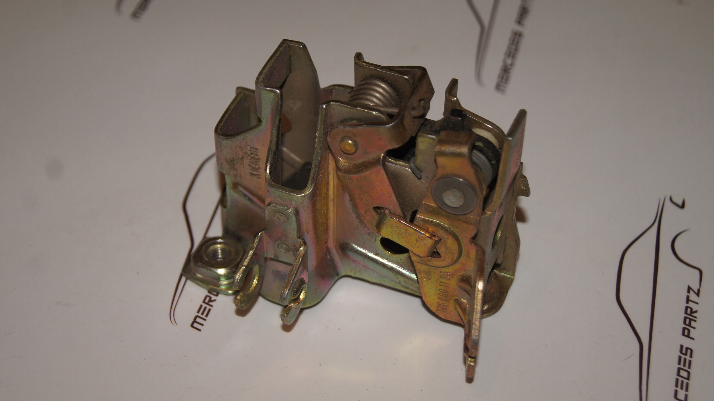 A1268801160 W126 engine hood lower left part hood latch - mercedespartz